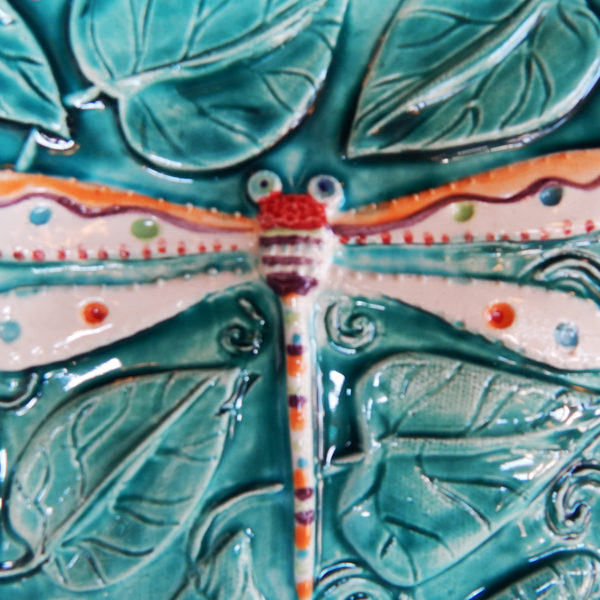 Ceramic Dragonfly relief plate - Dana Simson Design
